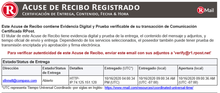 Correo Electrónico Certificado con NOM-151
